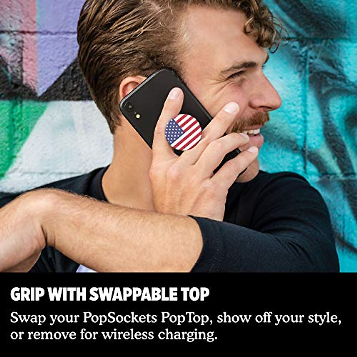 ​​​​PopSockets Phone Grip with Expanding Kickstand, PopSockets for Phone - American Flag