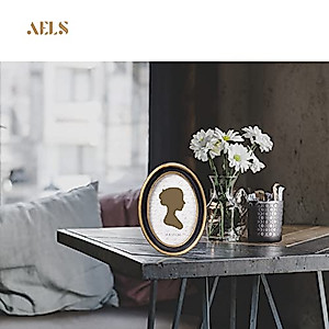 AELS 4x6 Inch Vintage Picture Frame, Elegant Antique Photo Frames with Glass Front, Photo Display, Tabletop Wall Hanging, Gift Ideas, Black Oval with Gold Trim