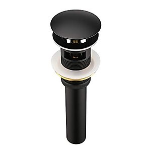 Purelux Pop Up Drain Stopper With Overflow for Bathroom Faucet Vessel or Vanity Sink, Matte Black Finish