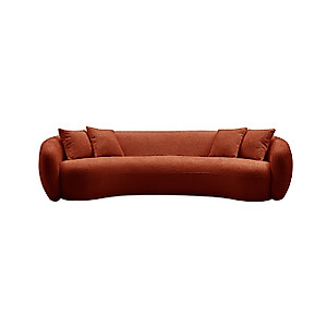 102" Teddy Fleece Boucle Sofa Modern Half Moon Comfy Sectional Leisure Couch, Beautiful Freestanding Curved Sofa & Couch for Living Room, Professionally Upholstery Perfect Shape, Orange 5 Seaters