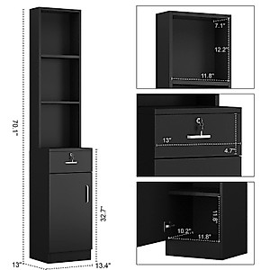Paddie Wall Mount Salon Stations for Hair Stylist, Hair Salon Storage Cabinet Beauty Barber Station w/Lockable Drawers/Storage Cabinet (Black2)