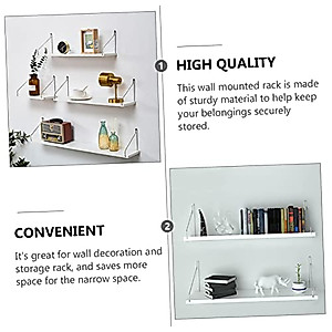HOLIDYOYO 3pcs Shelf DIY Floating Wall Storage Mounted Shelves for Storage Hanging Holder Hanging Wall Plants Bookshelves Wall Mounted Home Decor Wall Mount Shelves Storage Rack Board White