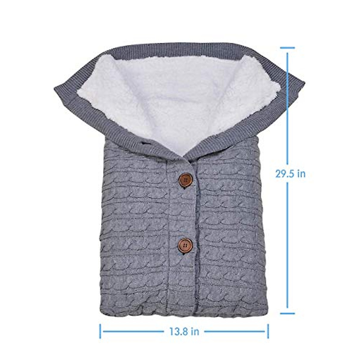 XMWEALTHY Unisex Infant Swaddle Blankets Soft Thick Fleece Knit Baby Girls Boys Stroller Wraps Baby Accessory Grey