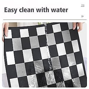 Dish Drying Mat, Kichen Mats, Easy clean, Heat-resistant PVC Mats for Kitchen Counter, Coffee, Bars, Restaurants Counter Top, Kitchen Mat Contain Diatomaceous earth (20x16 Inch Black-White Plaid)