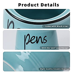 ONTUBE Porcelain Pens Holder Stand,Ceramic Pencils Holder (Turquoise)