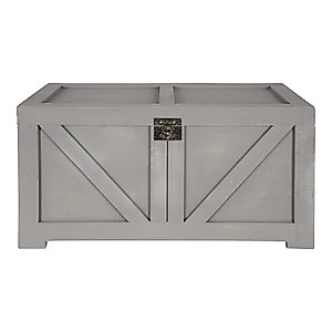 Kate and Laurel Cates Classic Farmhouse Small Wooden Storage Chest Trunk, Gray, Modern Farmhouse Decorative Storage Chest