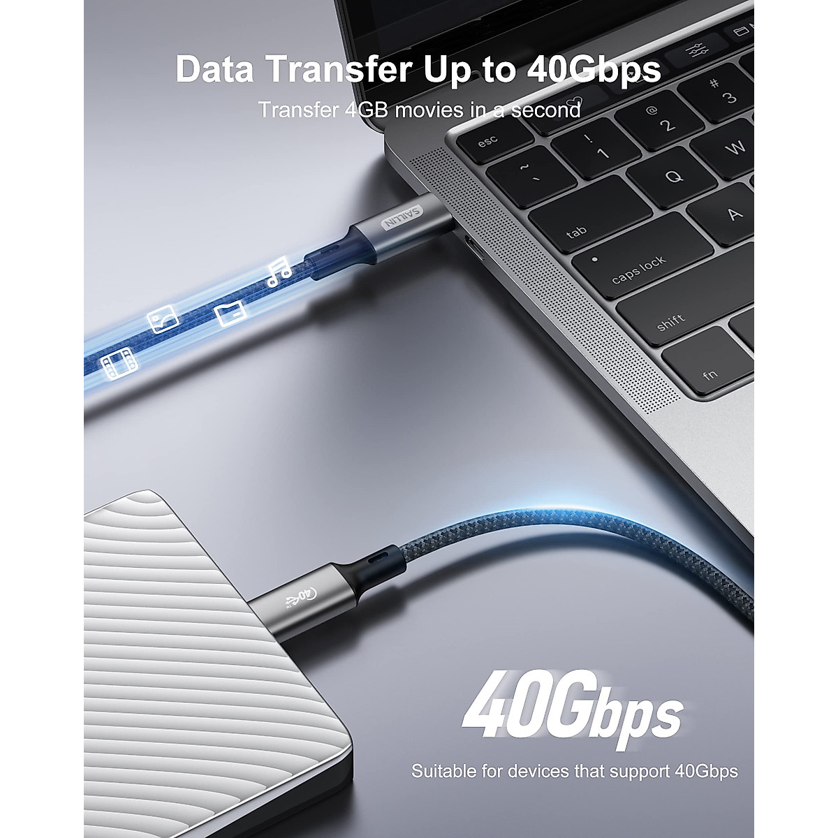 [USB-IF Certified] USB4 Compatible with Thunderbolt 4 Cable 3.3ft, SAILLIN Nylon Braided USB C Cable with 40Gbps, 100W PD, 8K/5K/4K Display for Thunderbolt 3 Cable/MacBook Pro/Apple Studio Display