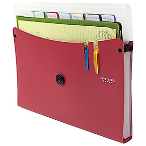 Five Star Expanding File with Removable Files, 7-Pocket Expandable File Folder, 13" x 10-1/4", Red (73944)