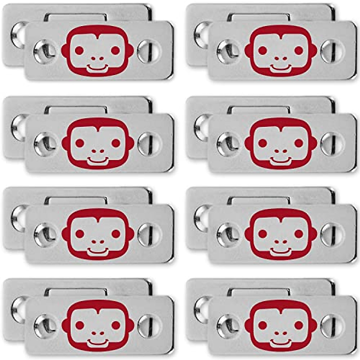 RUBY Monkey Magnets AS-SEEN-ON-TV, Ultra-Thin Magnetic Plates Keep It All Shut, Fast and Easy Installation, Just Peel & Stick, Slim Design Fits Virtually Anywhere, Cabinets, Drawers & More, 8 Sets
