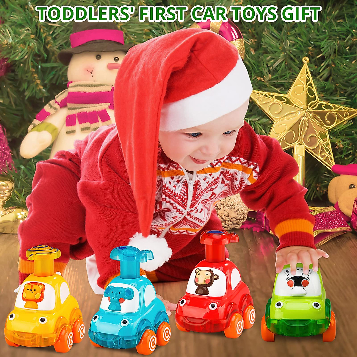 Wdebay 4 PCS Inertia Animal Car Toys for 1 Year Old Boy and Girl|Toddler Toys Age 1-2|1 Year Old Boy Gifts for 1st Birthday|Baby Toys 12-18 Months