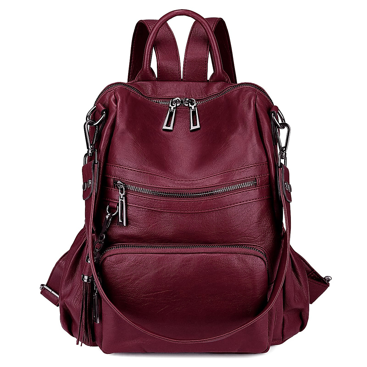 Uromee Travel Backpack Purse for Women Vegan Leather Ladies Fashion Tassel Shoulder Bag Convertible