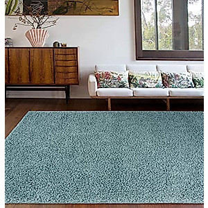 Rugshop Solid Cozy Plush Shag Area Rug 5' x 7' Blue