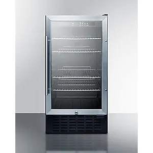 Summit 18" Wide Built-in Beverage Cooler with Glass Door -Black