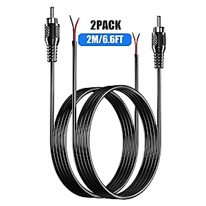 BERLAT RCA to Speaker Wire Adapter, Speaker Bare Wire Cables to RCA Plugs Adapter Repair Speaker Cord for Speakers Amplifier Audio Video AV Receivers （2 Pack 20AWG 6.6 ft）