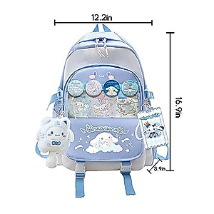 ksnyadw Cute Cool Backpack for Girls, Kawaii Cartoon Backpack with Kawaii Pins Accessories,Middle School Students Bookbag Daypack with USB Charge Port