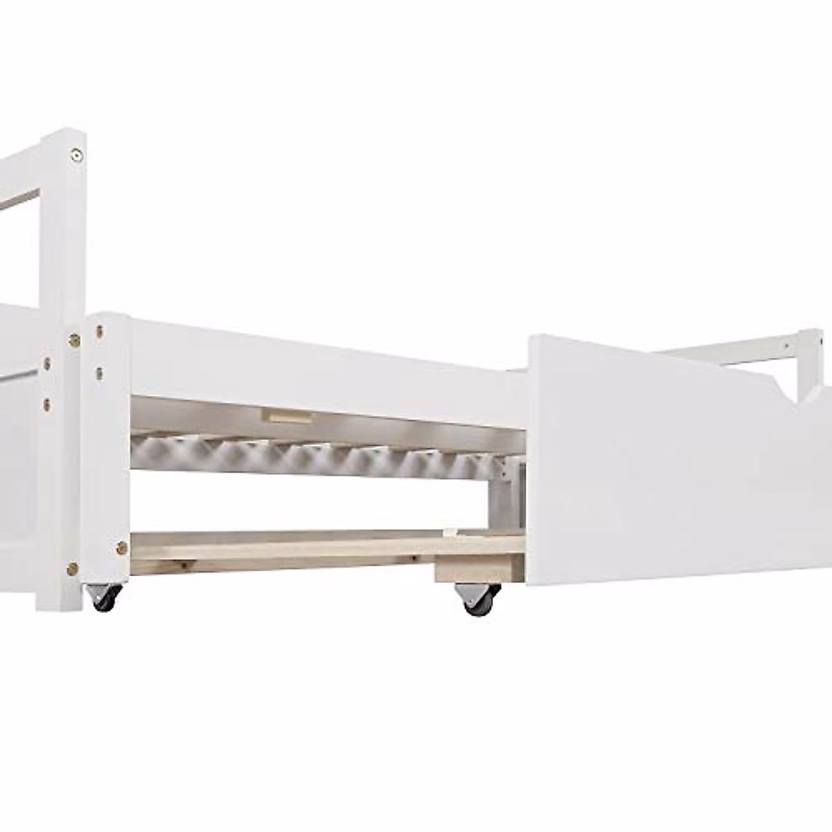 Merax Wooden Daybed Extendable Bed with Trundle, Sofa Bed for Bedroom Living Room, Can be Expanded from Twin Size to King Size (White)