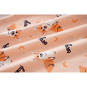 Vopmocld Young Girls Cartoon Corgi Pajama Sets Long Sleeve Cotton Sleepwear Cute Clothes 2PCS Sets, Corgi, 14