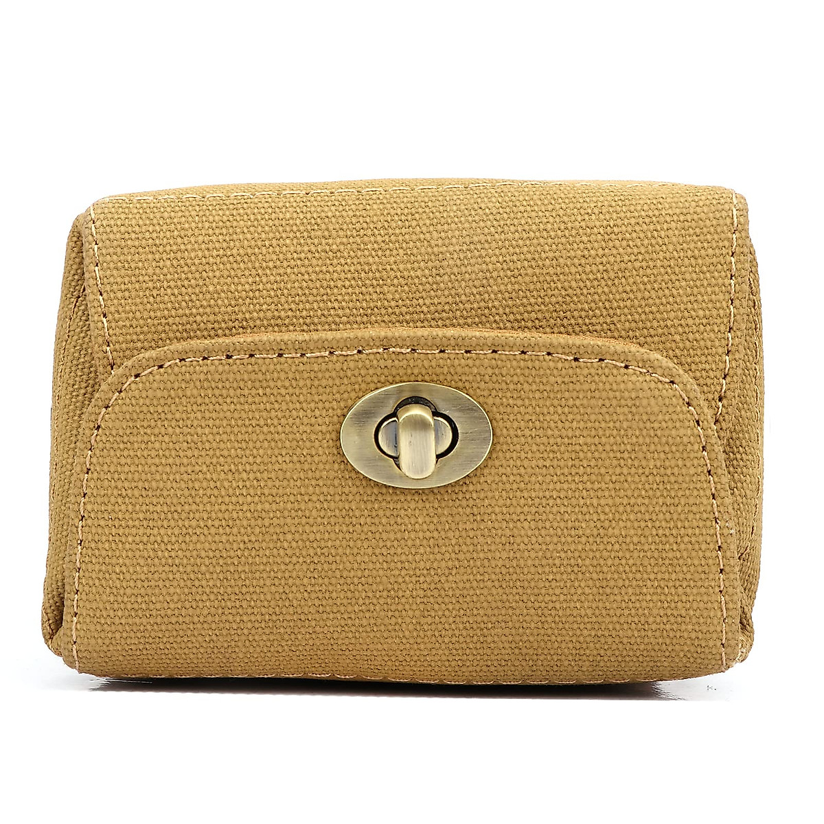 TOURBON Canvas and Leather Strap-On Bike Saddle Bag Bicycle Seat Pack Bag (Khaki)