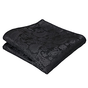 Alizeal Mens Paisley Bow Tie, Pocket Square, Cufflinks Set (Black)