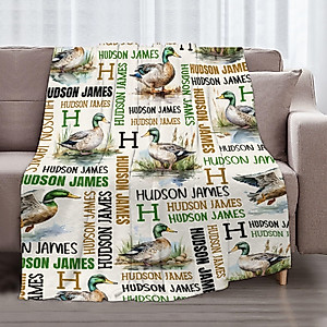 Personalized Baby Blanket for Girls Boys,Custom Duck Blanket with Name,Swaddle Blanket for Toddlers Infants Newborns Kids,Personalized Wild Duck Gifts Customized Blanket,30"x40"-Toddlers/Crib Size
