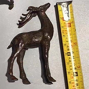 9cm Brass Retro Solid Sika Deer Ornament, Metal Fulu Statue Home Decoration Desktop Tea Pet Crafts Collection