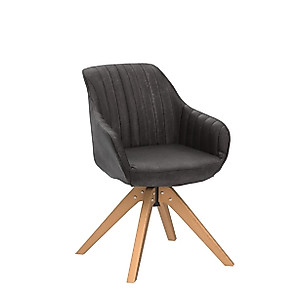 Giantex Swivel Accent Chair for Desk - Set of 2 Armchair Without Wheel, Leathaire Fabric Padded Comfy Mid Century Modern Desk Chair for Home Office Study Meeting Room Small Space, Brown