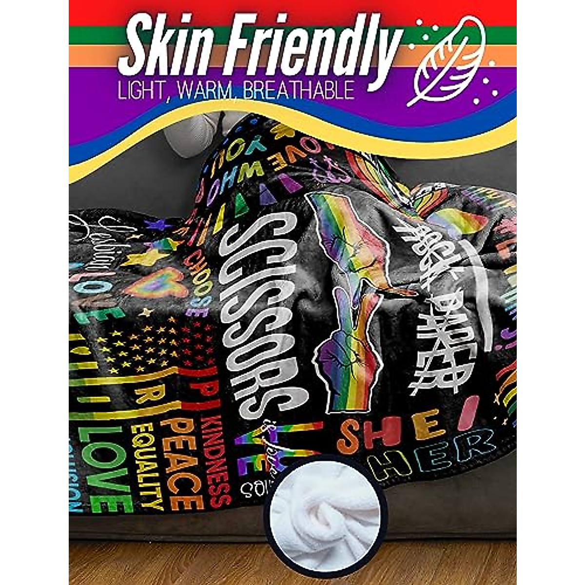 InnoBeta LGBTQ Blanket, LGBT Gifts for Gay, Lesbian, Transexual, Friends, Besties, Gay Pride, Rainbow, Soft Throw Blanket, 50x65 Inches, Lesbian