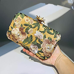 Lanpet Women's Embroidery Beaded Clutch Evening Bags Vintage Purses for Formal Party Wedding