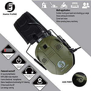 FUYOU 4 Mics Electronic Ear Protection Shooting Hearing Protection Ear Muff Gun Range-Noise Canceling Electronic Earmuff Hunting Sound Amplifier Ear Protector