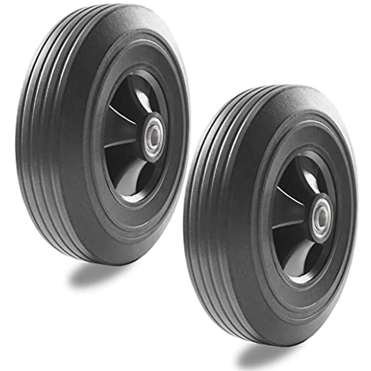 10" x 2.5" (4.10/3.50-4) Solid Rubber Hand Truck Wheels, Dolly Wheels Replacement, Wheelbarrow Flat Free Tires for Cart- 660 lb Load Capacity, Pack of 2