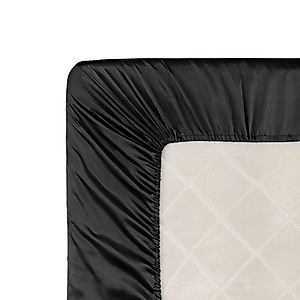 Homiest Black Satin Fitted Sheet Full Size Fitted Bed Sheet, Deep Pocket Fitted Sheet Only, Luxury & Ultra Soft Bedding Fitted Sheet Single Bottom Bed Sheets Sold Separately