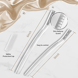 Face Razors for Women, Dermaplane Razor for Women Face, Eyebrow Razor, Facial Razor, Professional Dermaplaning Tool, Gentle Skin Exfoliation Microblades for Sensitive Skin, Peach Fuzz Remover, 5 Count