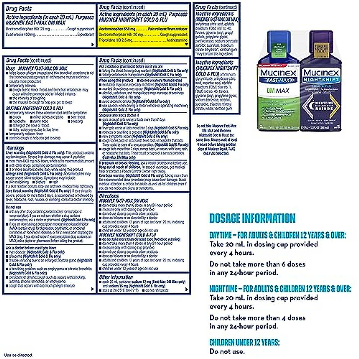 Mucinex FastMax DM Max Cold & Flu Liquid - Thins Mucus, Relieves Cough, Chest Congestion, Pain, Fever, Sneezing, Sore Throat, Runny Nose