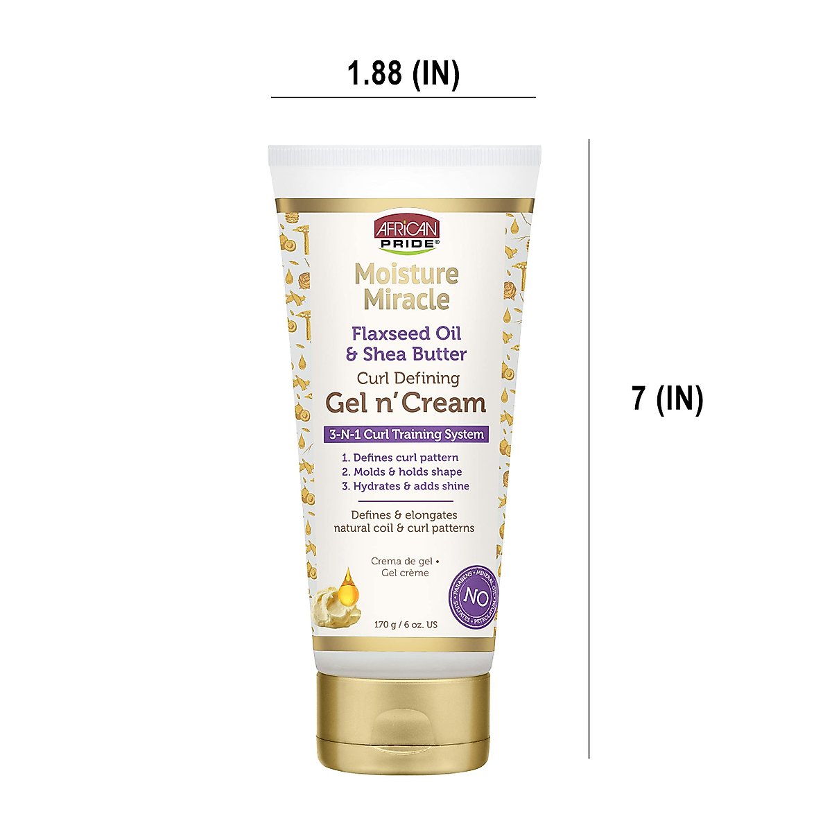 African Pride Moisture Miracle Gel n' Cream - 3-In-1 Curl Training System, Defines Curls, Holds Shape, Hydrates, Adds Shine, Contains Flaxseed Oil & Shea Butter, Defines & Elongates, 6 oz