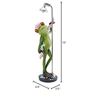 usamjtable Novelty Funny Frog Figurine Relaxing Statue for Home Decor Taking a Shower (G16616)