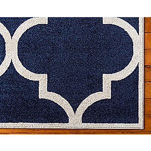 Unique Loom Trellis Collection Modern Morroccan Inspired with Lattice Design Area Rug, 2' 2" x 3' 1" Rectangle, Navy Blue/Beige