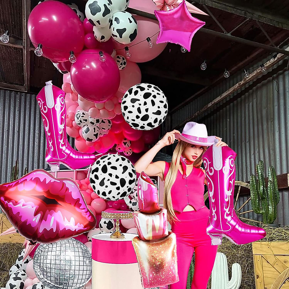 4PCS Western Cowgirl Party Decorations Cowgirl Balloons Party Decorations Cowgirl Boot Balloons for Let's Go Girls Bachelorette Party Cowgirl Birthday Western Last Disco Rodeo Bachelorette Supplies