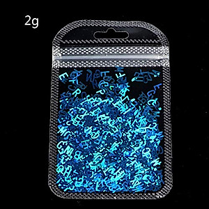 zuarfy Alphabet Holographic Letters Chunky Resin Fillers DIY Nail Art Resin Supplies Epoxy Resin Fillers for DIY Mixed Sequins