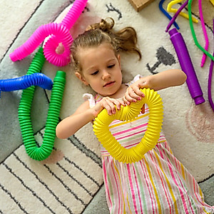 NUTTY TOYS Jumbo XXL Pop Tubes - Sensory Toys - Fine Motor Skills Learning for Toddlers, Top ADHD & Autism Fidget 2025 for Kids, Best Preschool Gifts Idea, Unique Boy & Girl Valentines Day Present