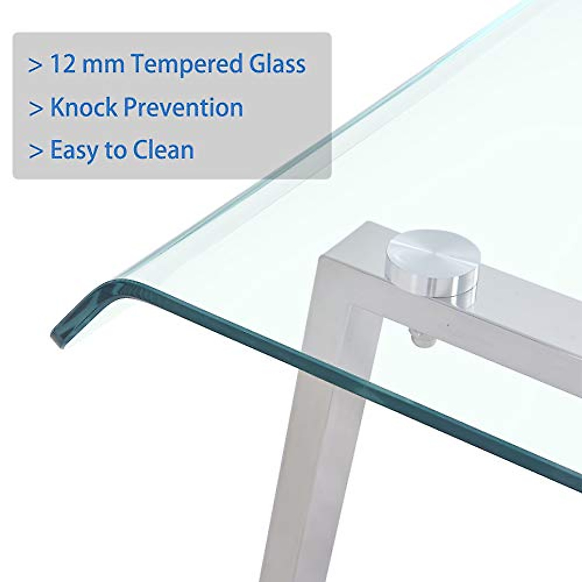 SMARTIK Modern Computer Desk Thicken Glass Desk for Small Spaces, Writing Desk Workstation Office Desk, Easy Assembly Writing Computer Desk for Home (S-Desk-002)
