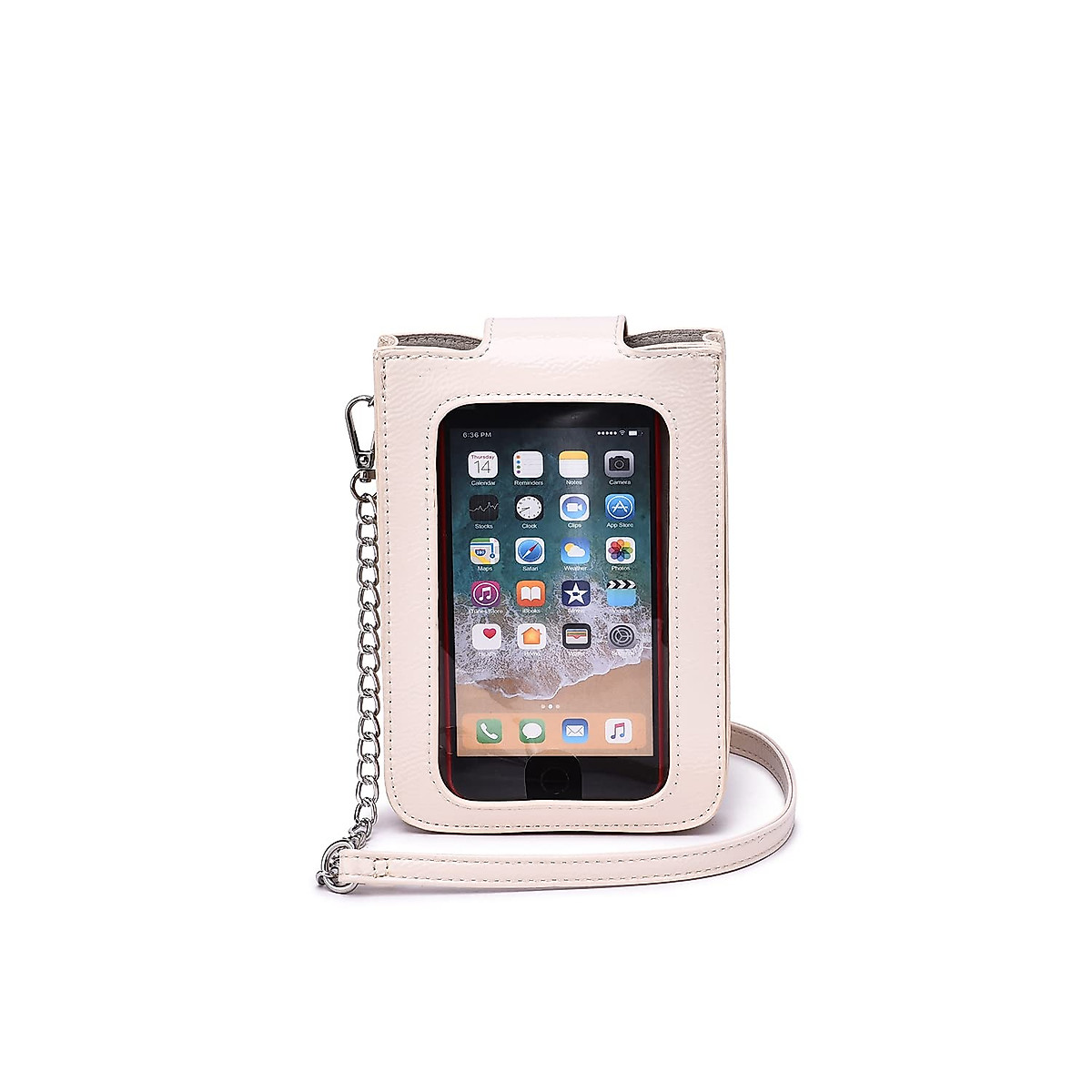 Mellow World Rosa 3D Floral Cell Phone Small Cross Body Shoulder Bag Vegan Leather Women Purse Touch Screen Removable Strap, Cream