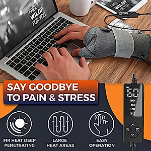 ELEKHEAL Wrist Thumb Brace Heating Pad for Arthritis and Carpal Tunnel Relief, Heated Wrap for Sprains Trigger Thumb, De Quervain's Tenosynovitis, Tendonitis Wrist Hand Pain Relief
