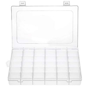 Gospire 36 Grids Clear Plastic Jewelry Box Organizer Storage Container with Removable Dividers (36 Grids - Clear)