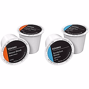 Amazon Brand - 100 Ct. Solimo Medium-Dark Roast Coffee Pods, House Blend & 100 Ct. Solimo Light Roast Coffee Pods, Breakfast Blend, Compatible with Keurig 2.0 K-Cup Brewers