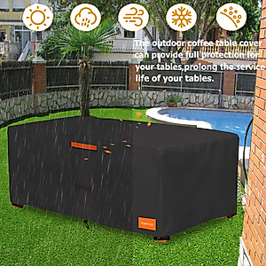 Dalema Rectangular Coffee Table Cover,600D Heavy Duty 100% Waterproof Small Outdoor Table Cover Rectangle,Patio Furniture Covers for Coffee Table,42x24x16 Inch,Black.