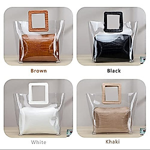 Composite Bags for Women Summer Beach Bags Female Casual Tote Luxury Handbags Designer Transparent Clear Handbags (Brown)