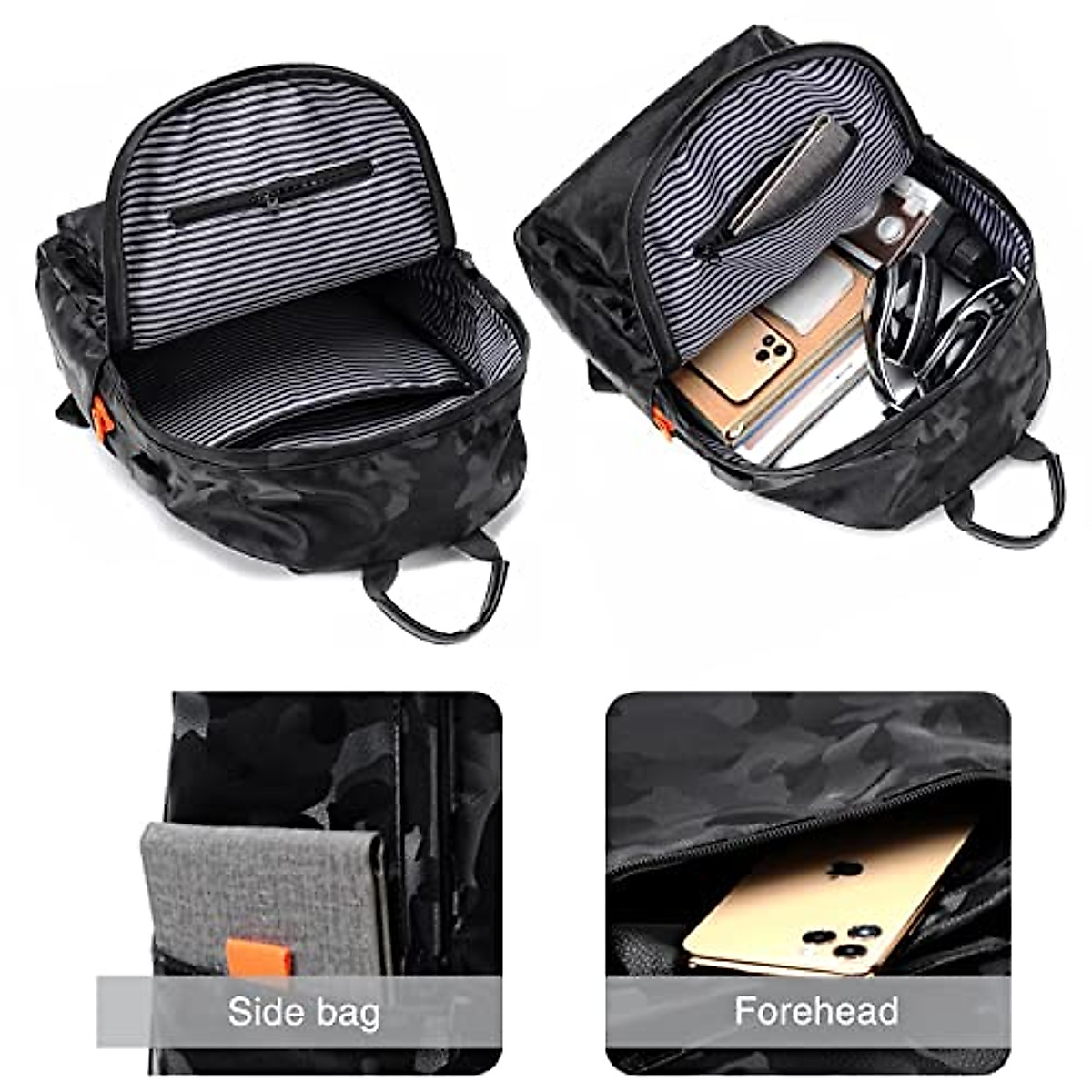 Black BackPack for Boys and Men, 15.6 Inch Laptop BackPack College Students School Bookbag with USB (Camo)