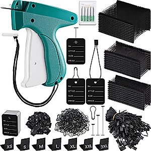 3576 Pcs Tagging Gun Clothes Garment Tag Attacher Kit with Needles Standard Plastic Barbs Fasteners Hang Tag Strings Gourd Safety Pins Retail Price Tags Size Labels for Store Warehouse (Black)