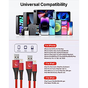 Aioneus iPhone Charger 6ft 2Pack MFi Certified Lightning Cable Fast Charging Durable Nylon Braided Phone Charger Cord Compatible with iPhone 13 Pro 12 Pro 11 Pro Xs Max Xr 8 7 Plus Se 2020 iPad