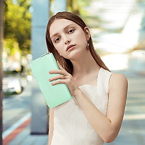 nuoku Wallet for Women Credit Card Holder Cell Phone Purse Sofa PU Leather Wallet with RFID Blocking Clutch Wristlet